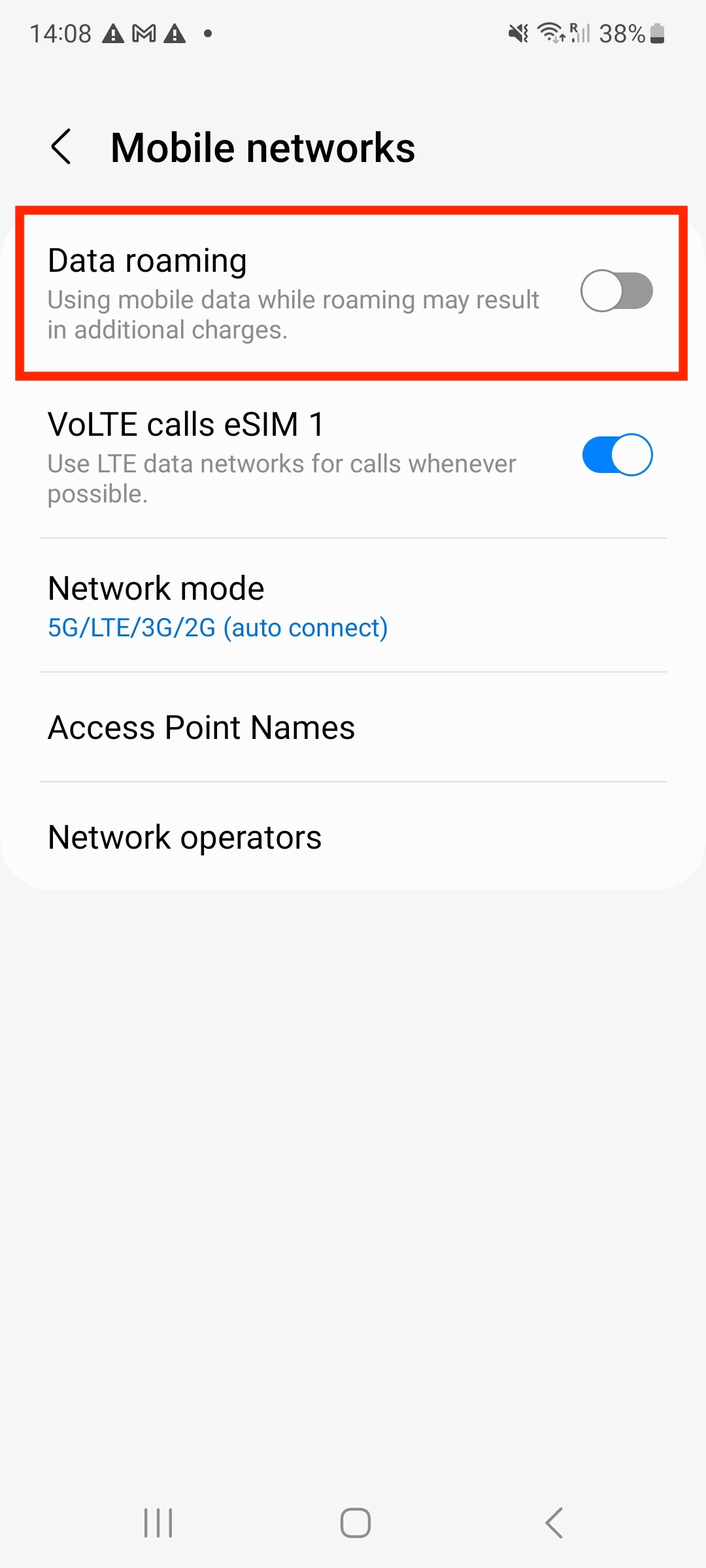Turning Data Roaming on / off on Samsung Device – Breeze eSIM